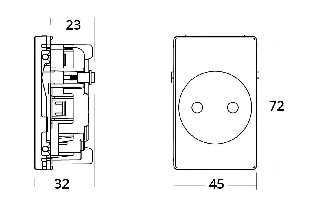 SG Armaturen | Produkter | Stikkkontakt Hvid 2-pol u/jord 1,5M
